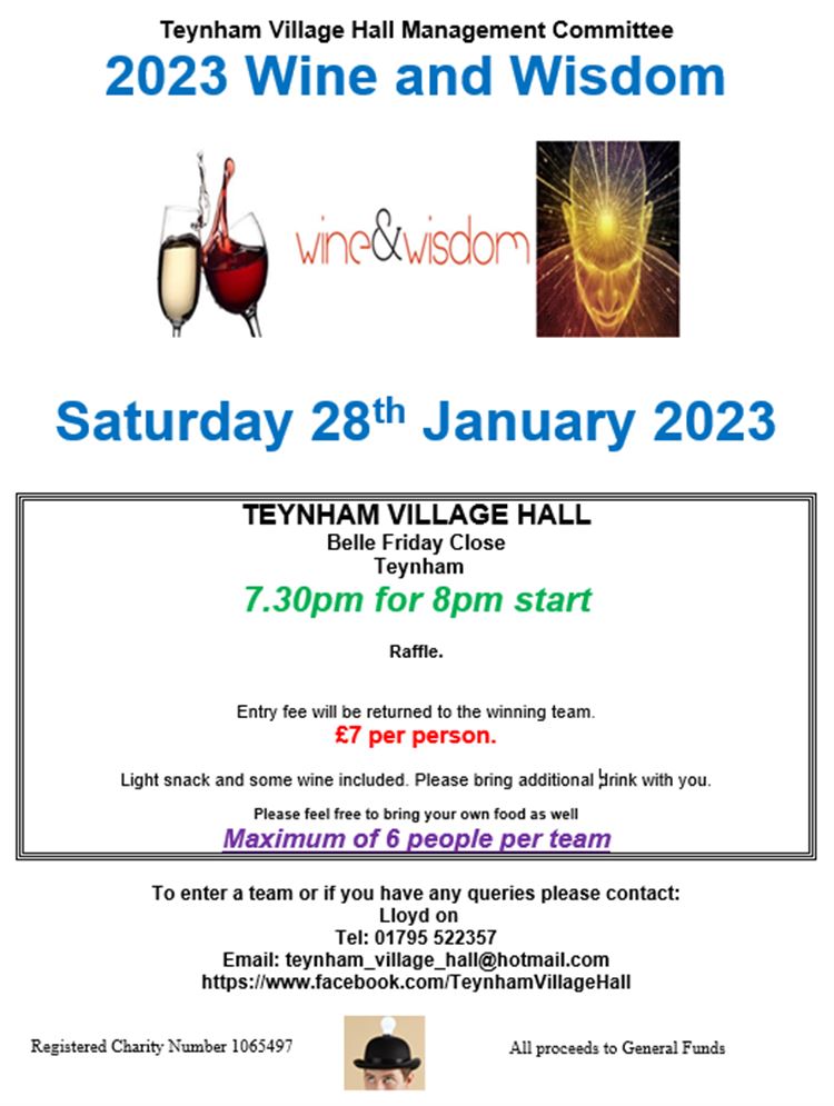 Teynham Village Hall Wine and Wisdom