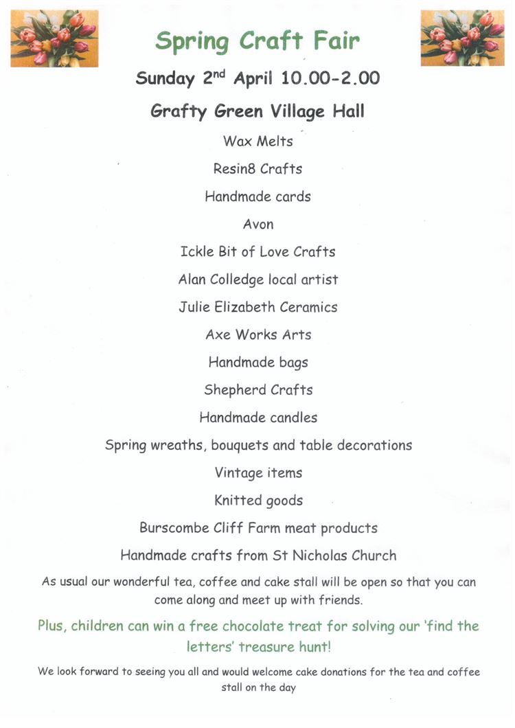 Grafty Green Village Hall Spring Craft Fair