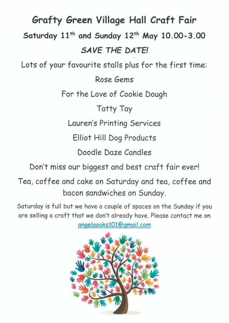 Grafty Green Village Hall Spring Craft Fair Weekend