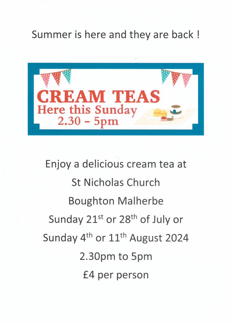 Cream Teas at St Nicholas Church Boughton Malherbe